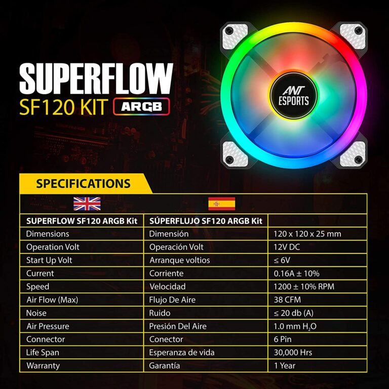 Ant Esports Superflow 120 KIT ARGB Case Fan/Cooler Pack of 3 ARGB Fan ...